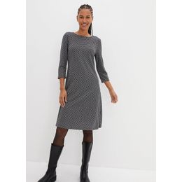 bonprix Punto di Roma-Kleid mit Jaquardmuster aus Viskose-Mix, schwarz, Viskose