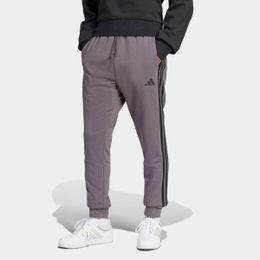 Sporthose adidas Sportswear "M 3S FT TC PT", Herren, Gr. S, N-Gr, schwarz (grau strata, schwarz), Obermaterial: 55% Baumwolle, 36% Polyester, 9% Viskose, Hosen Sporthose, schmal zulaufende Beinform, f&uuml;r sportliche Aktivit&auml;ten