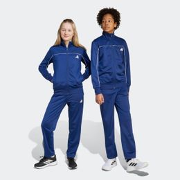 Trainingsanzug adidas Sportswear "J CP TR TS", Jungen, Gr. 152, dunkelblau, wei&szlig;, Obermaterial: 100% Polyester, Sportanz&uuml;ge Trainingsanzug, f&uuml;r Kinder und Teens, zweiteiliges Set, mit Stehkragen