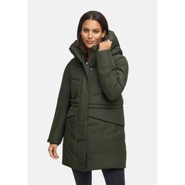 Winterjacke Marikoo "Delilah", Damen, Gr. L, schwarzolive, Obermaterial: 100% Polyester; Futter: 100% Polyester; Wattierung: 100% Polyester; &Auml;rmelfutter: 100% Polyester, Jacken Winterjacke, mit kuschelig warmem Teddyfleece und hohem Kragen