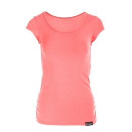 T-Shirt WINSHAPE "WTR4", Damen, Gr. L, rot (neon coral), 48% Baumwolle, 48% Polyester, 4% Elasthan, Rundhals, Shirts T-Shirt, kurzarm