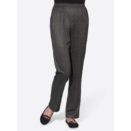 Schlupfhose Classic Basics, Damen, Gr. 44, Normalgr&ouml;&szlig;en, grau (steingrau, gemustert), 100% Polyester, gemustert, lang, Hosen Schlupfhose