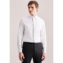 Smokinghemd Seidensticker "Shaped", Herren, Gr. M (39), normale &Auml;rmell&auml;ngen, wei&szlig;, 100% Baumwolle, unifarben, tailored fit, Umschlagmanschette, Hemden, Shaped 1/1 Kentkragen Uni