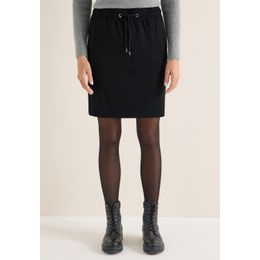 Minirock Cecil, Damen, Gr. XL (44), schwarz, Stoff, 61% Viskose, 32% Polyamid, 7% Elasthan, unifarben, comfort fit knielang, R&ouml;cke Minirock, Elastikbund mit Tunnelzug