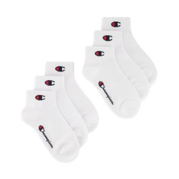 Kurzsocken Champion "6 Pack Quarter Socks", M&auml;dchen, Gr. 27-30, wht, wht, wht, wht, wht, wht, ns, Baumwollmischung, Socken, f&uuml;r sportive Aktivit&auml;ten, sportlicher Look, aus Baumwollmischung