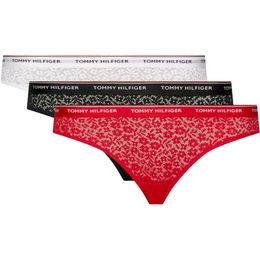 Bikinislip "3 PACK BIKINI LACE (EXT SIZES)", Damen, Gr. XL (42/44), bunt (desert_sky, wei&szlig;, primary_rot), Spitze, Obermaterial: 86% Polyamid, 14% Elasthan, Tommy Hilfiger Underwear, unifarben, k&ouml;rpernah, Unterhosen, mit Tommy Hilfiger Logobund