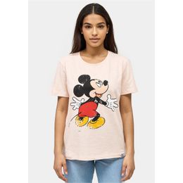 T-Shirt Recovered "Mickey Mouse Hug", Damen, Gr. S, pink (rosa), 100% Baumwolle, bedruckt, normal, Rundhals, Shirts T-Shirt, im zeitlosen Design