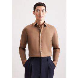 Businesshemd Seidensticker "Schwarze Rose", Herren, Gr. L (42), normale &Auml;rmell&auml;ngen, nougat, 100% Baumwolle, unifarben, slim fit, 2-Knopf-Manschette, Hemden, Slim 1/1 Kentkragen Uni