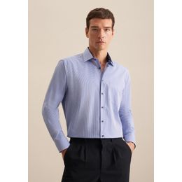 Businesshemd Seidensticker "Schwarze Rose", Herren, Gr. 3XL (48), normale &Auml;rmell&auml;ngen, blau (mittelblau), 100% Baumwolle, kariert, regular fit, 2-Knopf-Manschette, Hemden, Regular 1/1 Kentkragen Karo