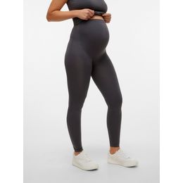 Umstandsleggings MAMALICIOUS "MLTIA JEANNE LEGGING NOOS A.", Damen, Gr. S/M, N-Gr, asphalt, Jersey, Obermaterial: 72% Nylon, 21% Polyamid, 7% Elasthan, unifarben, regular fit normal, Hosen