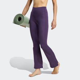 Trainingstights adidas Performance "ALLME ESS FLARE", Damen, Gr. L, N-Gr, aurora plum, aurora plum, Obermaterial: 85% Polyester, 15% Elasthan, Hosen, mit ausgestelltem Bein, aus weichem und dehnbarem Strickmaterial