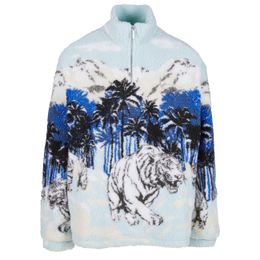 Sweater Karl Kani "Karl Kani KK Metal Signature Ice Tiger Teddy Troyer", Herren, Gr. M, blau, wei&szlig;, grau, 100% Polyester, Sweatshirts Sweater