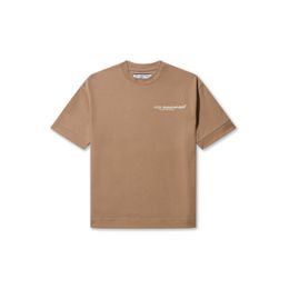 T-Shirt IRASUTO STUDIOS "Irasuto Studios TANJUN T-SHIRT", Damen, Gr. XXL, mocha, 70% Polyester, 30% Baumwolle, bedruckt, oversize, Rundhals, Shirts T-Shirt