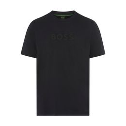 T-Shirt BOSS Green, Damen, Gr. L, dunkelblau402, Single Jersey, Obermaterial: 100% Baumwolle, unifarben, regular fit normal, Rundhals, Shirts T-Shirt, Rundhalsausschnitt, Regular Fit, Boss-Logodruck