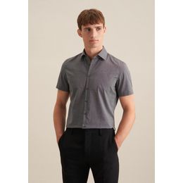 Businesshemd Seidensticker "Slim", Herren, Gr. XS (36), normale &Auml;rmell&auml;ngen, grau (dunkelgrau), 100% Baumwolle, unifarben, slim fit, gerader Abschluss, Hemden, Slim 1/2 Kentkragen Uni