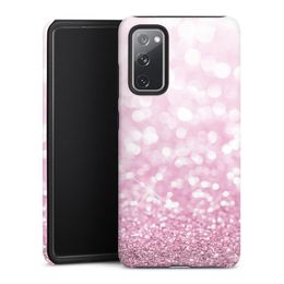 DeinDesign Galaxy S20 FE Handy Panzer Handyh&uuml;lle robuste Outdoor H&uuml;lle Schutzh&uuml;lle matt Glitzer Shine Pink Tough Case