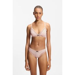 String HUGO UNDERWEAR, Damen, Gr. L, rosa (light, pastel pink 688), Microfaser, Obermaterial: 79% Polyamid, 21% Elasthan, k&ouml;rpernah, Unterhosen String, elegante Spitzenbes&auml;tze, Logo-Schleife, mittlere Bundh&ouml;he