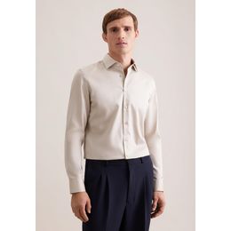 Businesshemd Seidensticker "Schwarze Rose", Herren, Gr. M (40), normale &Auml;rmell&auml;ngen, beige, 100% Baumwolle, unifarben, slim fit, 2-Knopf-Manschette, Hemden, Slim 1/1 Kentkragen Uni