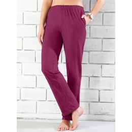Homewearpants, Damen, Gr. 40, Normalgr&ouml;&szlig;en, lila (malve), 100% Baumwolle, unifarben, lang, Hosen