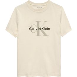 T-Shirt Calvin Klein Jeans, M&auml;dchen, Gr. 4 (104), wei&szlig;cap gray, Single Jersey, Obermaterial: 100% Baumwolle, unifarben, regular fit normal, Rundhals, eingesetzt abgesteppte Kante, Shirts T-Shirt, f&uuml;r Kinder bis 16 Jahre, regular fit, Rundhalsausschnitt