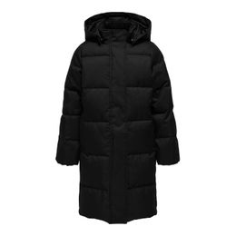 Steppmantel KIDS Only "KOGIRENE PUFFER COAT OTW NOOS", M&auml;dchen, Gr. 122, schwarz, Web, Obermaterial: 100% Polyester, unifarben, normal knielang, M&auml;ntel Steppmantel, mit seitlichen Druckkn&ouml;pfen