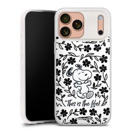 DeinDesign iPhone 17 Pro Max Handy Slim Case Silikon Handyh&uuml;lle transparent H&uuml;lle extra d&uuml;nn Peanuts Flowers Snoopy Silikon Slim Case