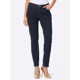 CR&Eacute;ATION L 5-Pocket-Jeans CREATION L, Damen, Gr. 18, Kurzgr&ouml;&szlig;en, blau (dunkelblau), 56% Baumwolle, 19% Polyester, 14% Lyocell, 10% Viskose, 1% Elasthan, unifarben, lang, Jeans 5-Pocket-Jeans