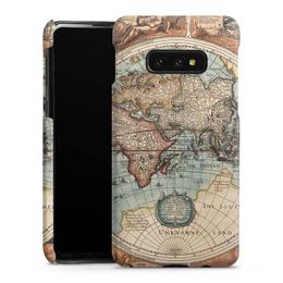 DeinDesign Galaxy S10e Handy Premium Case Smartphone Handyh&uuml;lle Schutzh&uuml;lle matt Vintage Map World Map Premium Case
