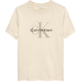 T-Shirt Calvin Klein Jeans, M&auml;dchen, Gr. 4 (104), wei&szlig;cap gray, Single Jersey, Obermaterial: 100% Baumwolle, unifarben, regular fit normal, Rundhals, eingesetzt abgesteppte Kante, Shirts T-Shirt, f&uuml;r Kinder bis 16 Jahre, regular fit, Rundhalsausschnitt