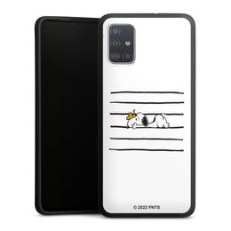 DeinDesign Galaxy A51 Handy Premium Silikon H&uuml;lle Handyh&uuml;lle schwarz Case Snoopy Dog Peanuts Silikon Premium Case