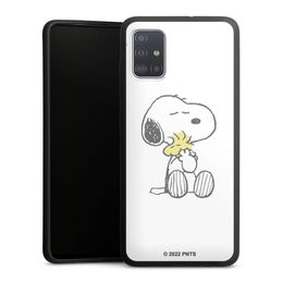 DeinDesign Galaxy A51 Handy Premium Silikon H&uuml;lle Handyh&uuml;lle schwarz Case Snoopy Love Peanuts Silikon Premium Case