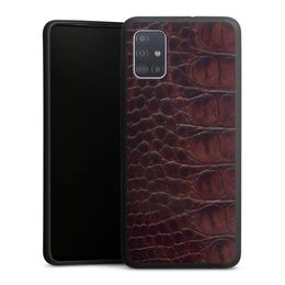 DeinDesign Galaxy A51 Handy Premium Silikon H&uuml;lle Handyh&uuml;lle schwarz Case Leather Crocodile Animal Print Silikon Premium Case