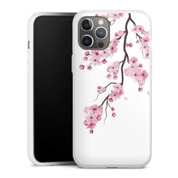 DeinDesign iPhone 12 Pro Max Handy Silikon H&uuml;lle Case wei&szlig; Handyh&uuml;lle Cherry Blossom Aisa Japan Silikon Case