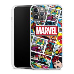 DeinDesign iPhone 12 Pro Max Handy Silikon H&uuml;lle Case wei&szlig; Handyh&uuml;lle Muster Comic Marvel Silikon Case