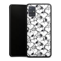 DeinDesign Galaxy A51 Handy Premium Silikon H&uuml;lle Handyh&uuml;lle schwarz Case Peanuts Snoopy Muster Silikon Premium Case