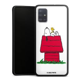 DeinDesign Galaxy A51 Handy Premium Silikon H&uuml;lle Handyh&uuml;lle schwarz Case Snoopy Peanuts Official Licensed Product Silikon Premium Case