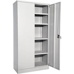 eurokraft basic Stahlschrank Nilas, mit 4 Fachb&ouml;den, HxBxT 1950 x 1000 x 500 mm, lichtgrau