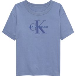 T-Shirt Calvin Klein Jeans, Jungen, Gr. 10 (140), satin blau, Single Jersey, Obermaterial: 94% Baumwolle, 6% Elasthan, unifarben, regular fit normal, Rundhals, eingesetzt abgesteppte Kante, Shirts T-Shirt, Regular fit, f&uuml;r Kinder bis 16 Jahre