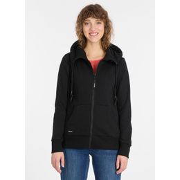 Kapuzensweatjacke Ragwear "NESKIA ZIP", Damen, Gr. XL, schwarz, Sweatware, Obermaterial: 70% Baumwolle, 30% Polyester, unifarben, normal, Rundhals, Sweatjacken