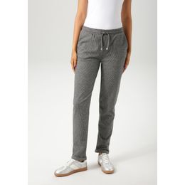 Schlupfhose Aniston CASUAL, Damen, Gr. 40, N-Gr, grau (anthrazit, hellgrau), Jersey, Obermaterial: 66% Polyester, 32% Viskose, 2% Elasthan, Hahnentrittmuster, gemustert, figurumspielend lang, Hosen Schlupfhose, im trendigen Hahnentritt-Muster