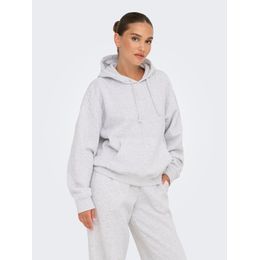 Kapuzensweatshirt Only "ONLBEST L/S HOOD SWT NOOS", Damen, Gr. M, grau (light grau melange), Sweatware, Obermaterial: 65% Polyester, 35% Baumwolle, unifarben, regular fit, Rippb&uuml;ndchen, Sweatshirts