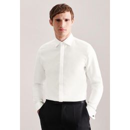 Smokinghemd Seidensticker "Shaped", Herren, Gr. XXL (46), normale &Auml;rmell&auml;ngen, beige (ecru), 100% Baumwolle, unifarben, tailored fit, Umschlagmanschette, Hemden, Shaped 1/1 Kentkragen Uni