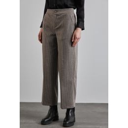 Culotte Street One, Damen, Gr. 42, L&auml;nge 28, braun (ashen maple beige), Stoff, 50% Polyester, 31% Polyester, 9% Viskose, 6% Metallfaser, 4% Elasthan, kariert, comfort fit 7/8-L&auml;nge, Hosen Culotte, High Waist