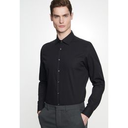 Businesshemd Seidensticker "Schwarze Rose", Herren, Gr. XS (36), normale &Auml;rmell&auml;ngen, schwarz, 100% Baumwolle, unifarben, skinny fit, 2-Knopf-Manschette, Hemden, X-Slim 1/1 Kentkragen Uni
