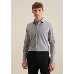 Businesshemd Seidensticker "Schwarze Rose", Herren, Gr. M (39), normale &Auml;rmell&auml;ngen, grau, 100% Baumwolle, unifarben, slim fit, 2-Knopf-Manschette, Hemden, Slim 1/1 Kentkragen Uni