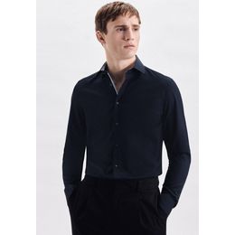Businesshemd Seidensticker "Slim", Herren, Gr. S (37), verl&auml;ngerte &Auml;rmell&auml;ngen, blau (dunkelblau), 100% Baumwolle, unifarben, slim fit, 2-Knopf-Manschette, Hemden, Slim 1/1 Extra lang Kentkragen Uni