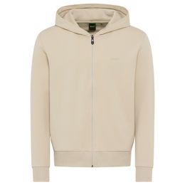 Kapuzensweatjacke BOSS Green "Saggy", Herren, Gr. XL, light beige272, Sweatware, Obermaterial: 95% Baumwolle, 5% Elasthan, regular fit h&uuml;ftlang, hoch geschlossener Ausschnitt, weit elastischer Bund, Sweatjacken, mit BOSS Aufdruck