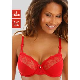 B&uuml;gel-BH Nuance, Damen, Gr. 105, Cup E, rot (rot, wei&szlig;), Spitze, Obermaterial: 68% Polyamid, 25% Polyester, 7% Elasthan, BHs B&uuml;gel-BH, mit sch&ouml;ner Stickereispitze, Dessous