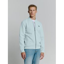 Sweater NO EXCESS "NO EXCESS Piqu&eacute;-Sweatshirt mit Vollrei&szlig;verschluss", Herren, Gr. L, blau (pastellblau), 49% Polyester, 45% Baumwolle, 6% elasthan, Sweatshirts Sweater