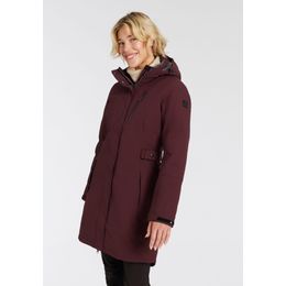Funktionsmantel Killtec "KOW 165 WMN PRK", Damen, Gr. 48, rot (dunkelweinrot), Obermaterial: 100% Polyester, M&auml;ntel, aus Polyester, l&auml;ngeres Design, mit Kapuze mit Fleece-Innenfutter